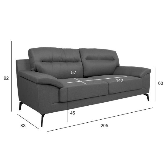 Sofa ENZO 3 seater dark grey